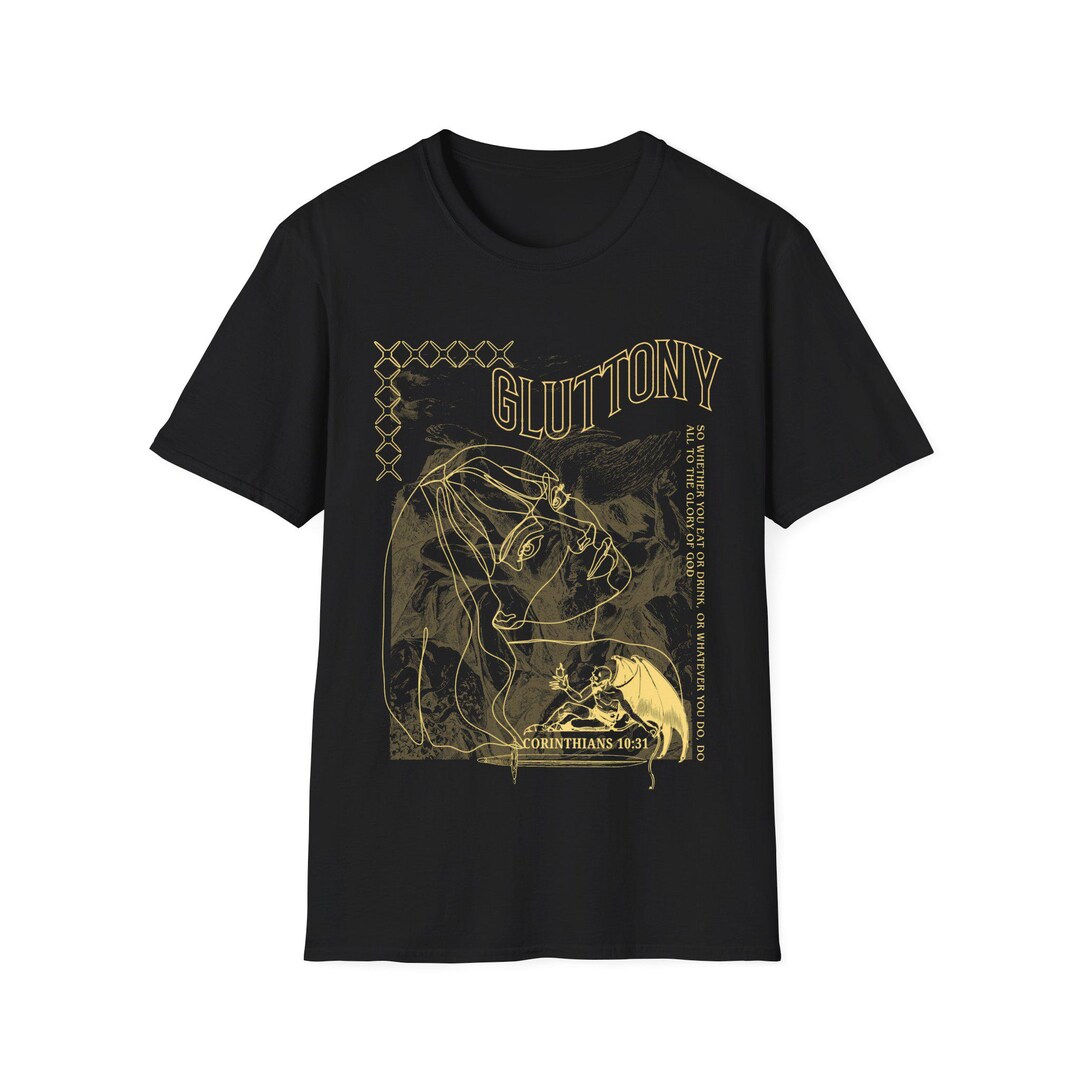 7 Deadly Sins Gluttony T-shirt | Dark Gothic Sin Illustration - Etsy