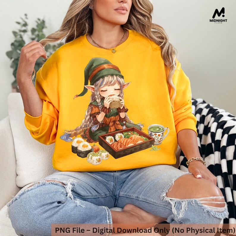 Kawaii Elf Girl Sushi Clipart | Japanese Bento Lunch (digital Download ...