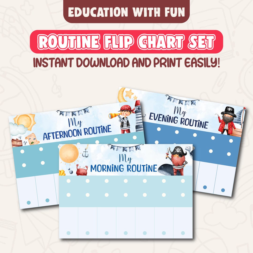 Routine Flip Chart Daily Chore Chart for Kids, Morning Afternoon ...