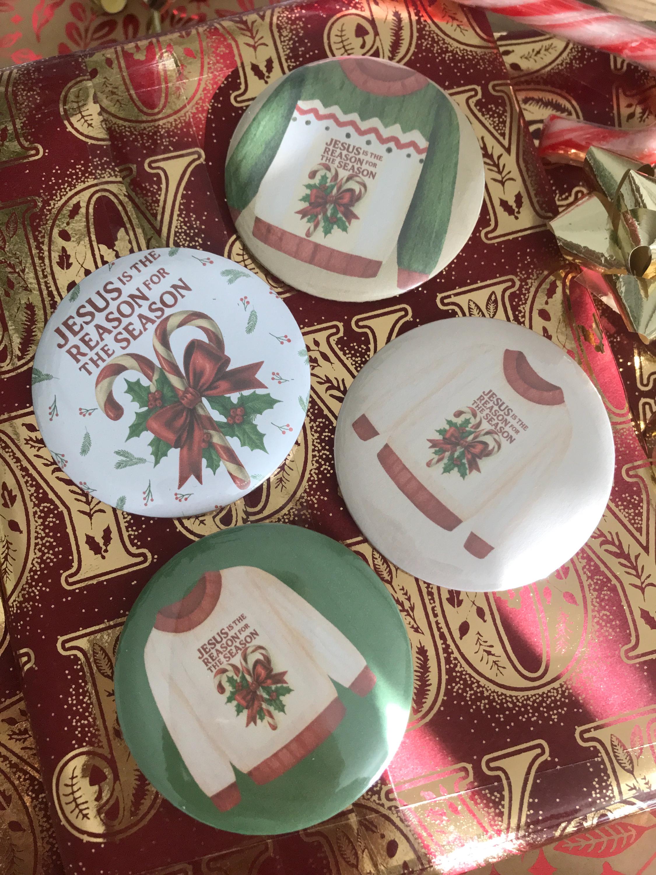 Christmas Badge - Jesus is the Reason for the Season - Candy Cane Badge ...