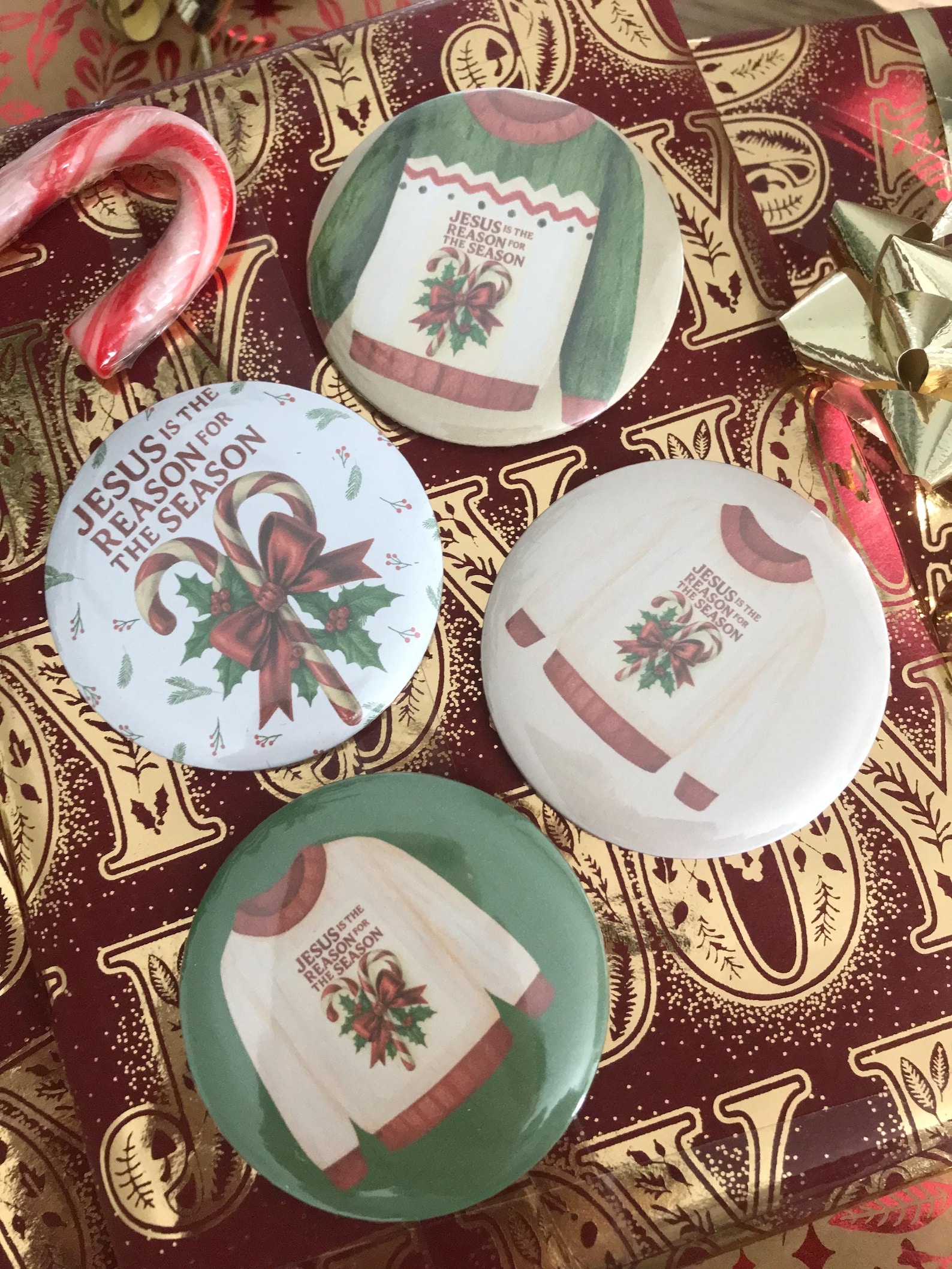 Christmas Badge - Jesus is the Reason for the Season - Candy Cane Badge ...