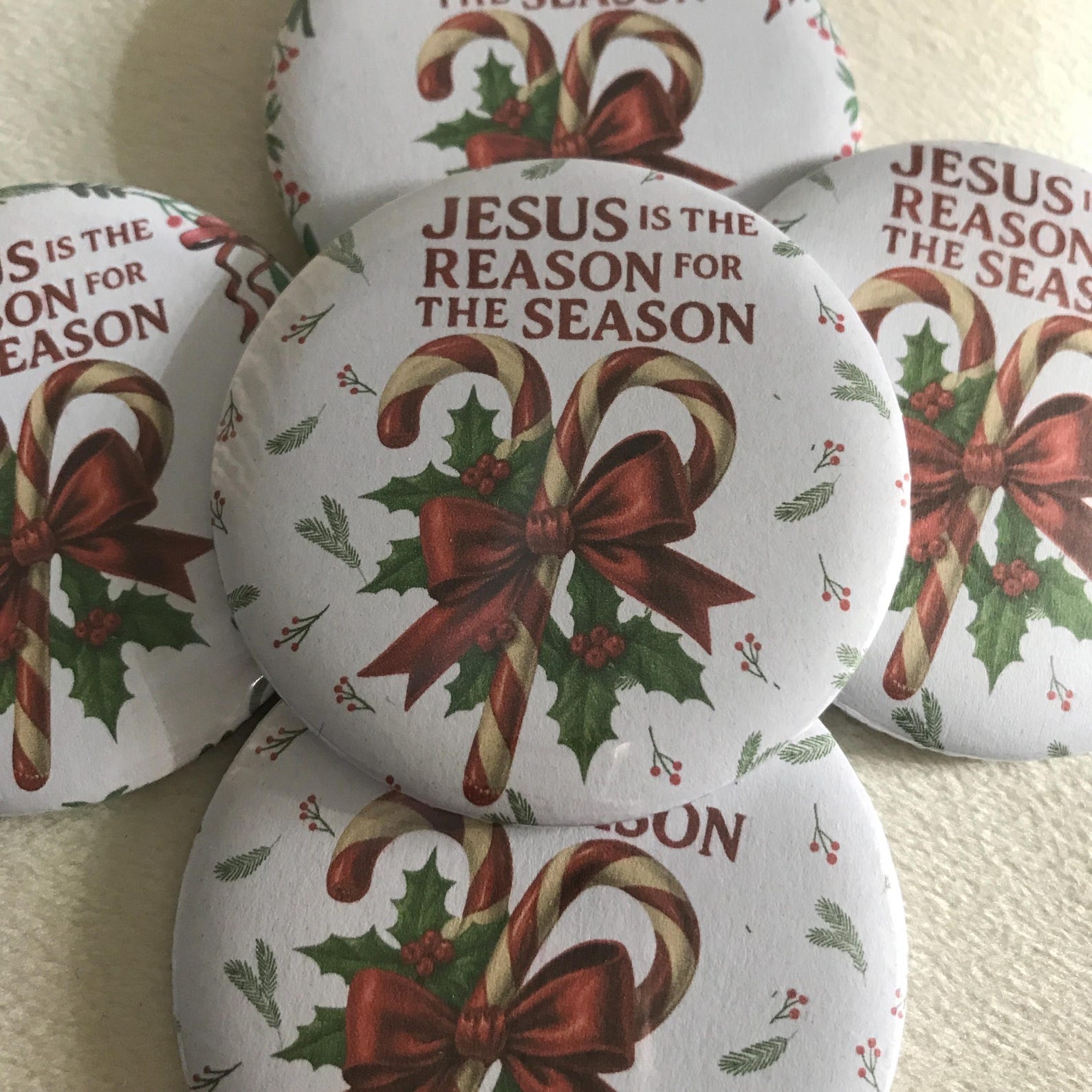Christmas Badge - Jesus is the Reason for the Season - Candy Cane Badge ...