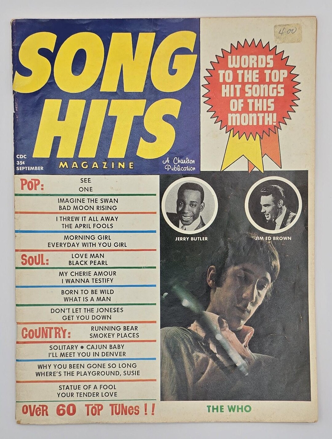 Vintage 1969 Song Hits Magazine Sept | the Who Tommy Era Cover - Etsy
