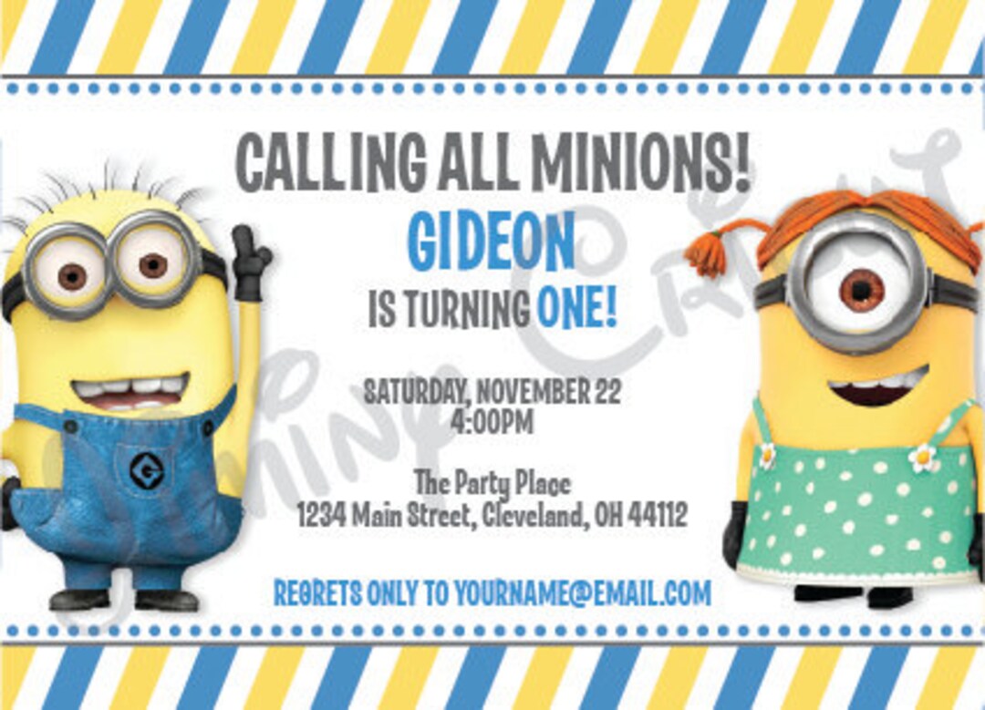 Personalized MINION Birthday Invitation - Digital File - PRINTABLE - Etsy