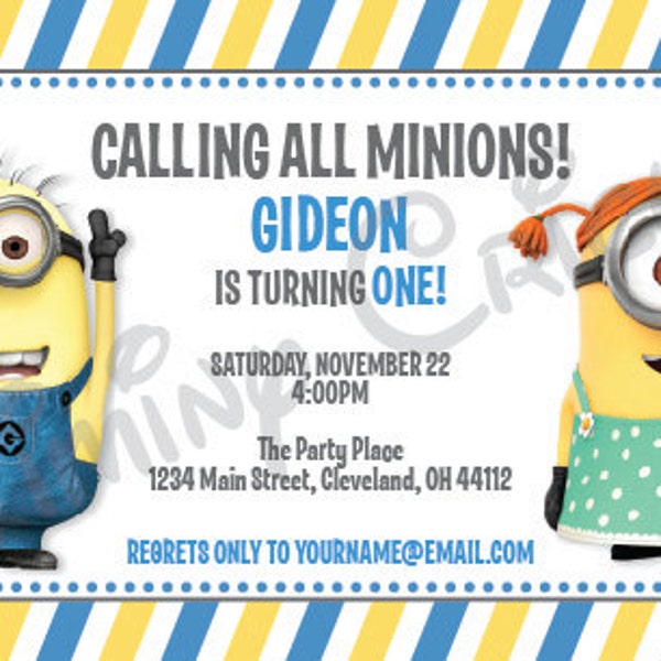 Personalized Minion Invitation - Etsy