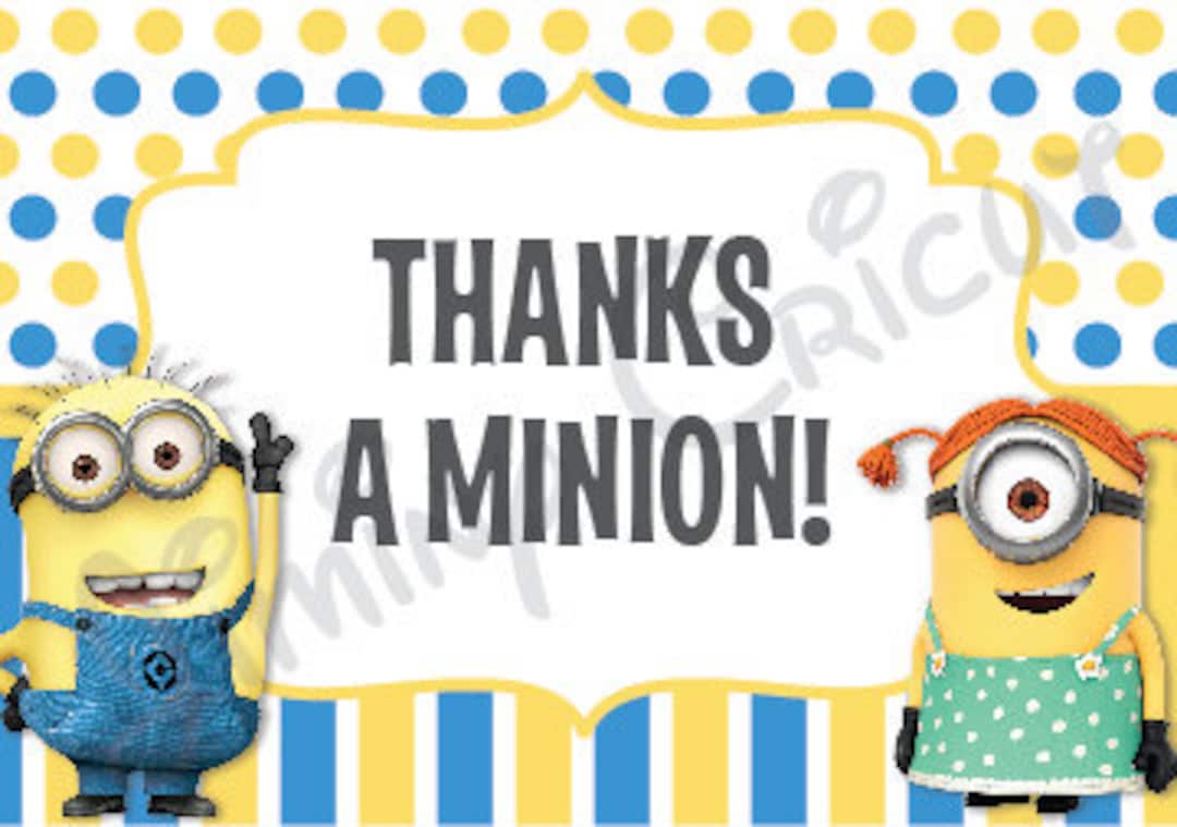 Minion / Despicable Me Thank You Card Digital File - Etsy Singapore