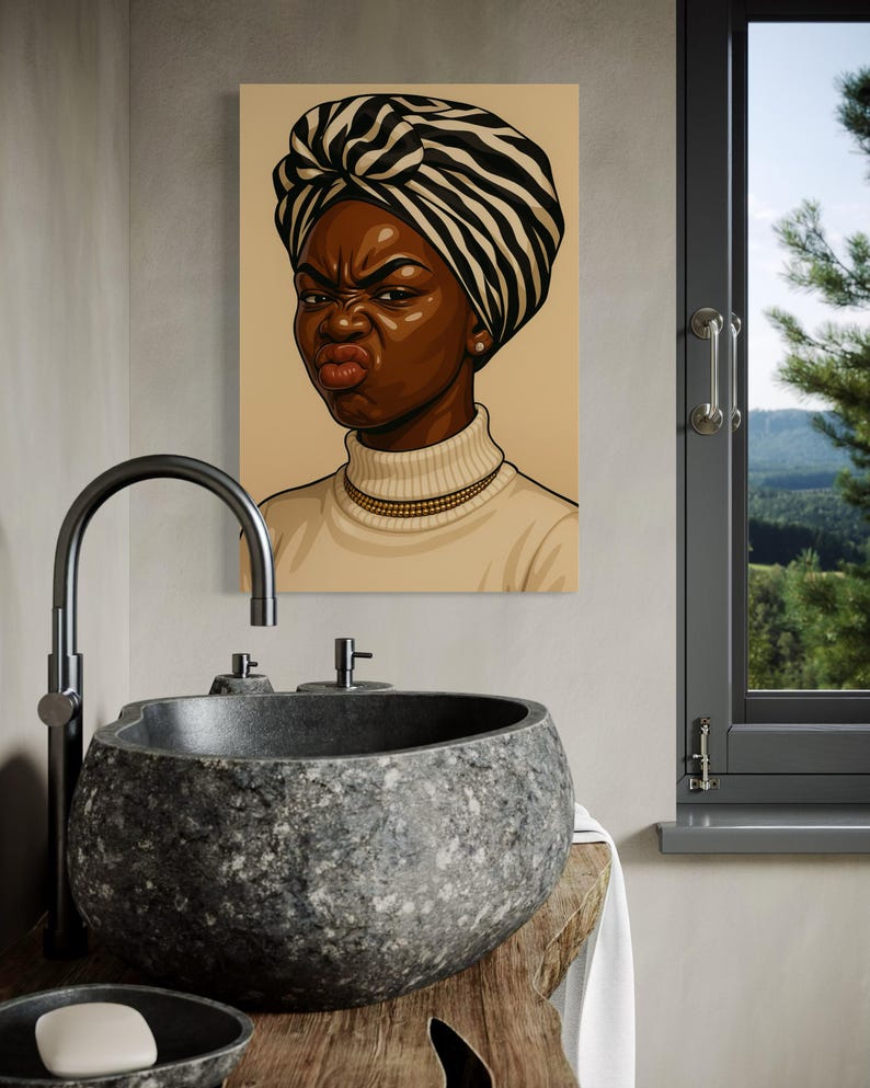 Black Wall Art, Black Girl Wall Art, Woman Bathroom Art, Stink Face ...