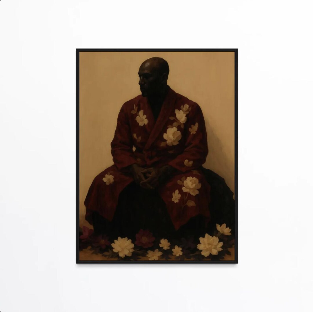 Black Art Print, Black Man Artwork, Urban African American Art. Floral ...