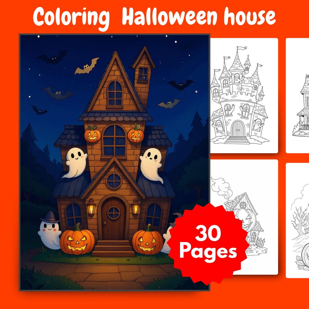 Spooky Houses: Coloring Pages for Adults and Children Coloring Book ...