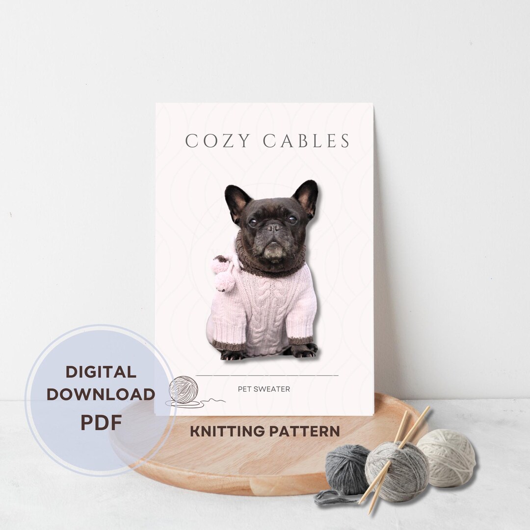 Knitting Pattern PDF: French Bulldog Sweater, Pug Sweter, Cat Sweater ...