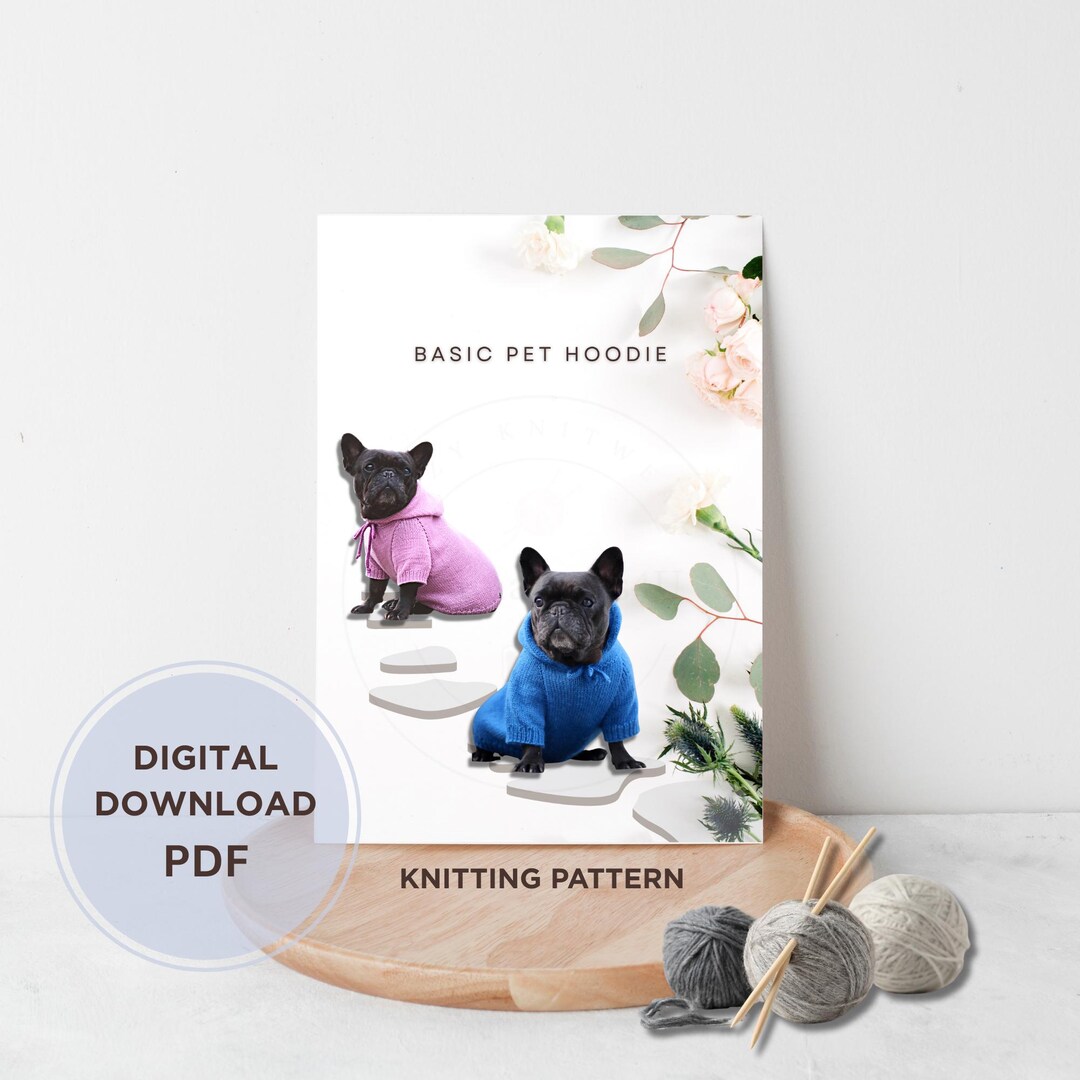 Knitting Pattern PDF: French Bulldog Hoodie, French Bulldog Sweater ...