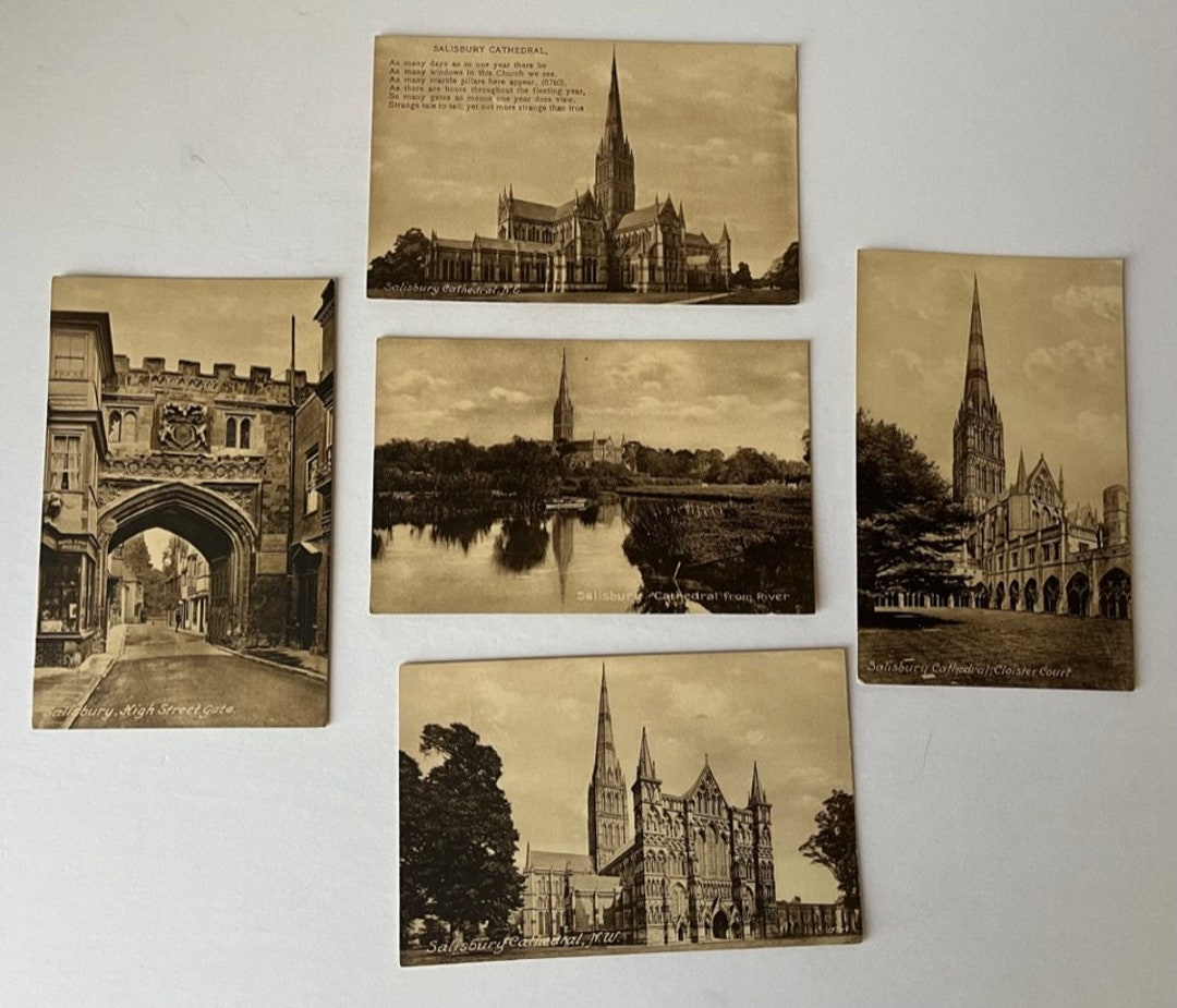 5 Old Unused Vintage Postcards Salisbury Cathedral in England, Frith ...