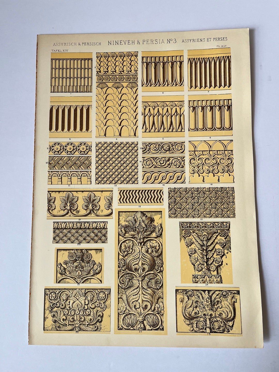 1868 Antique Chromolithograph Print Plate NINEVEH & PERSIA 3 From Owen ...