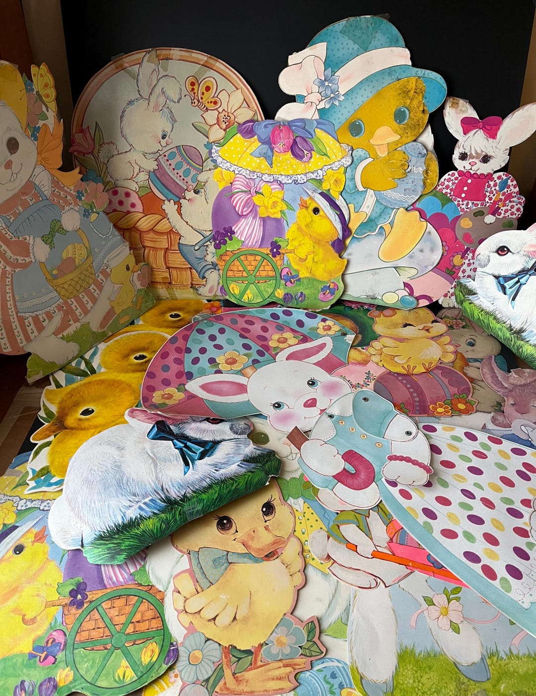 21 Vintage Used Cardboard EASTER Decorations Cut-outs - Etsy
