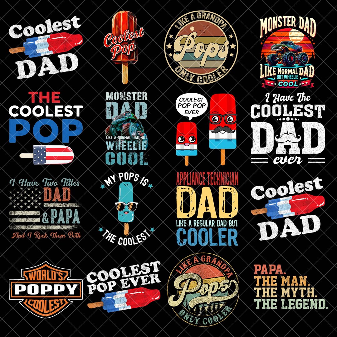 Personalized the Coolest Pop Papa Dad Png Bundle, Custom Popsicle With ...