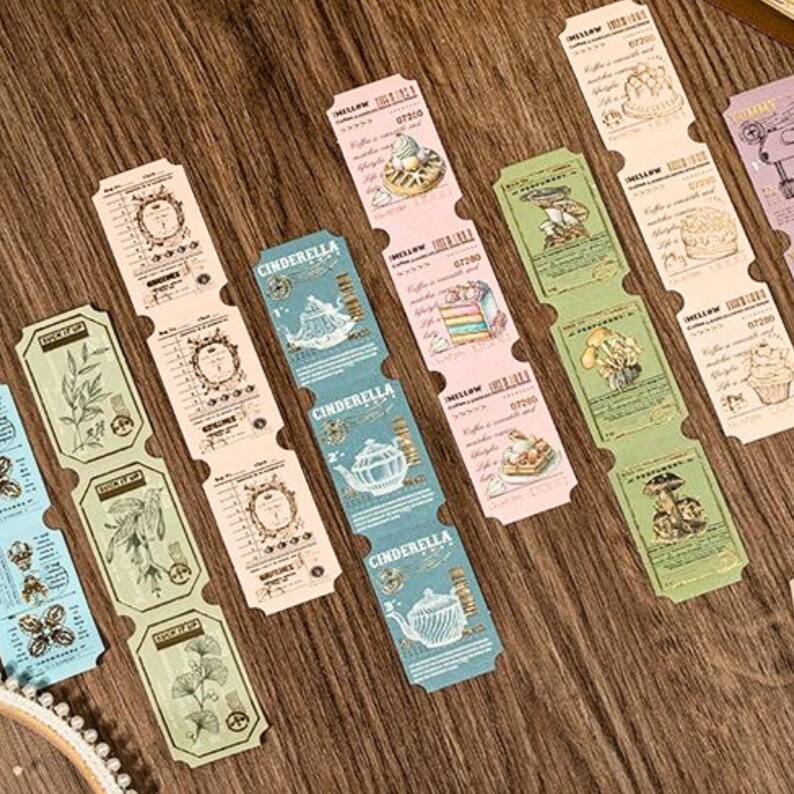 Vintage Ticket Stickers Pack • Retro Tear-off Ticket Ephemera Stickers ...