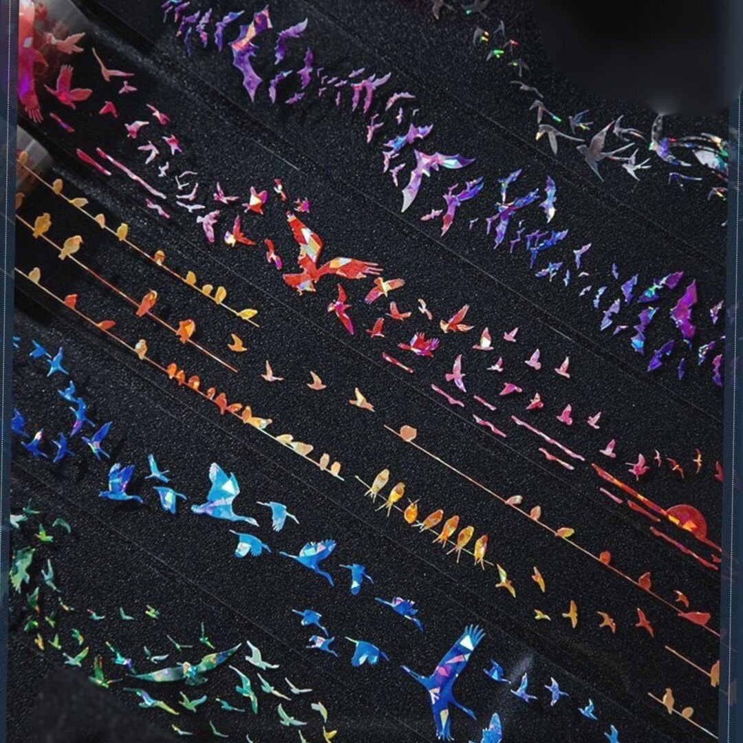 Flying Birds PET Holo Tape | Iridescent Shaped Washi Roll, Flock ...