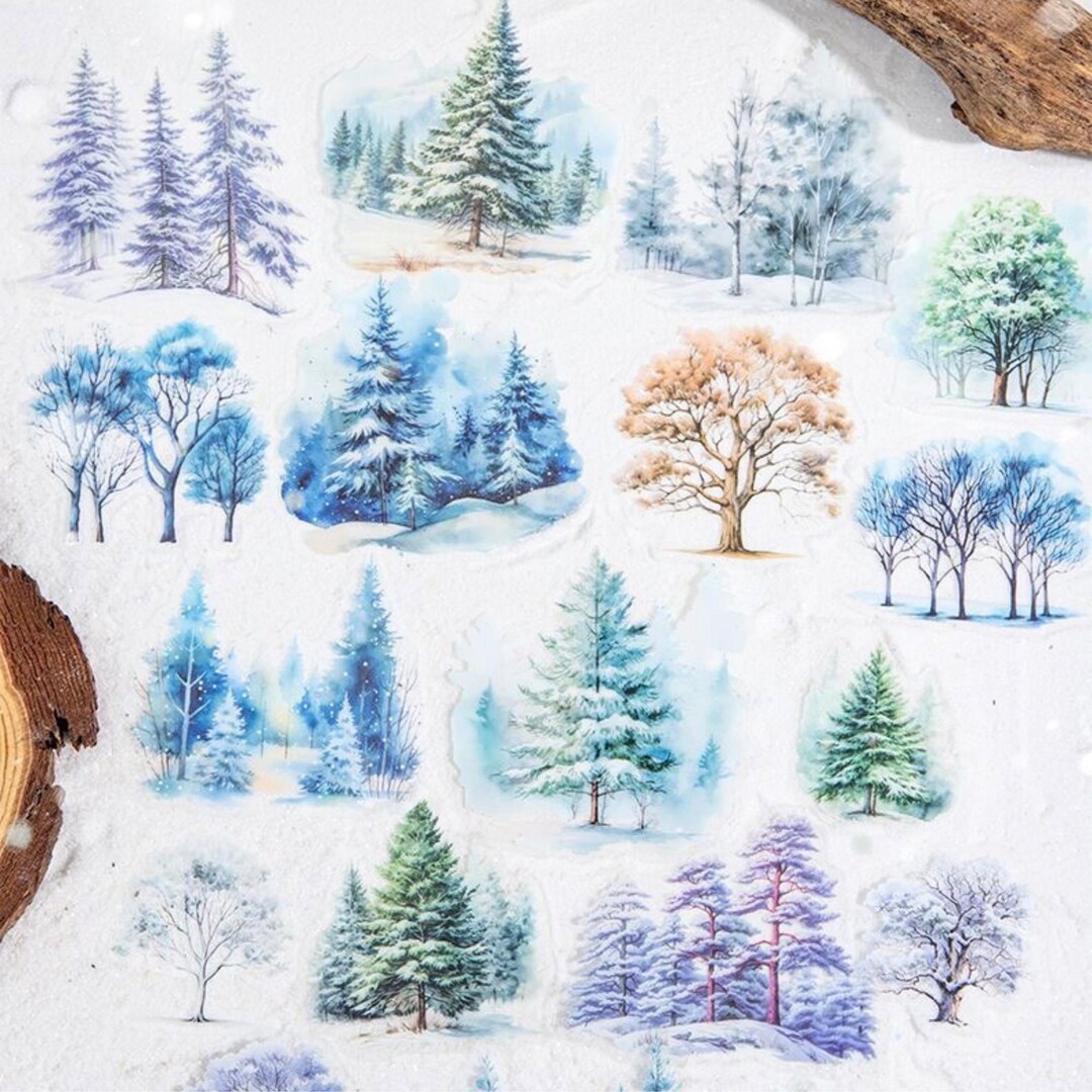 Winter Snow Forest Tree Stickers Set – PET Waterproof Deco Stickers ...