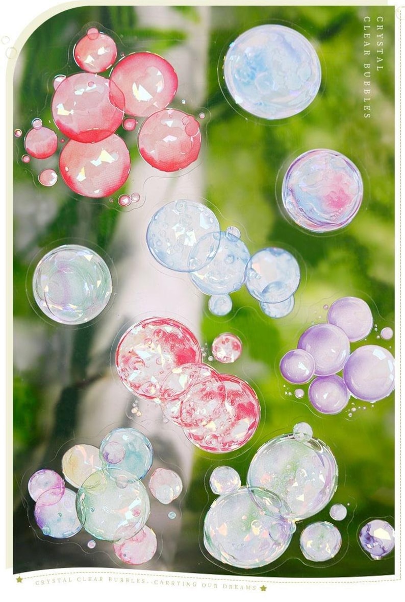 10pcs Dreamy Bubble Holographic Sticker Pack – Iridescent PET Bubbles ...