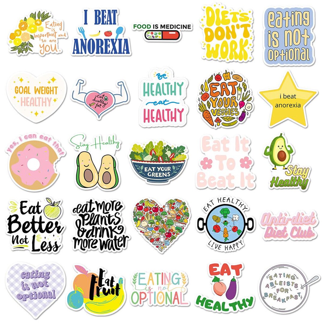 50pcs Eat Healthy Sticker Pack – Motivational Food Stickers for ...
