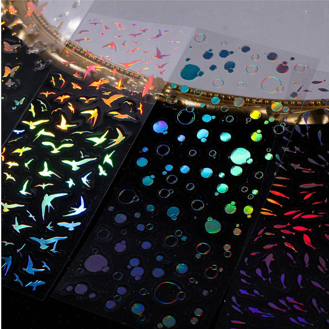 Mini Holographic Stickers Sheet PET Vinly Stickers| Iridescent ...