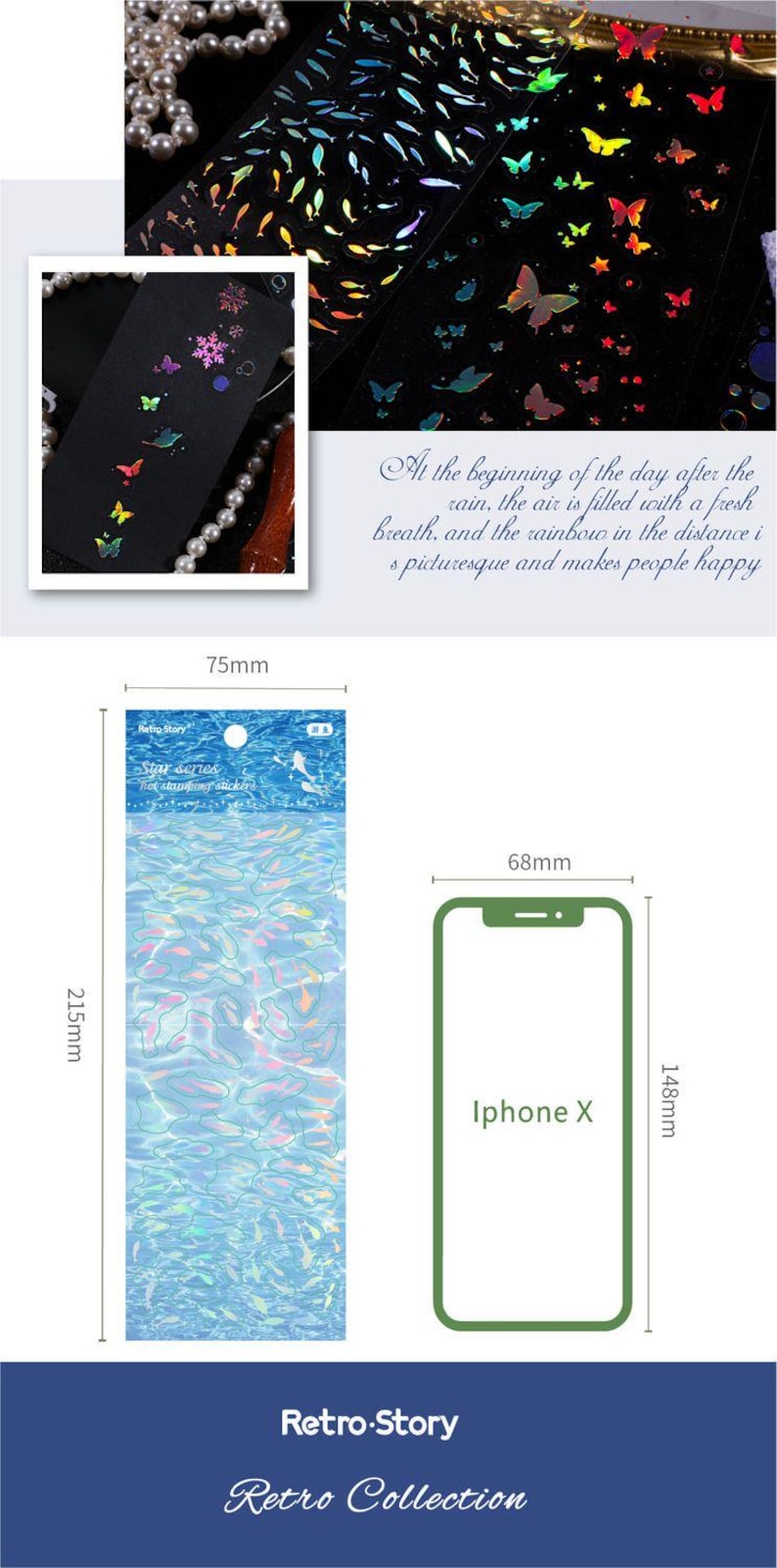 Mini Holographic Stickers Sheet PET Vinly Stickers| Iridescent ...