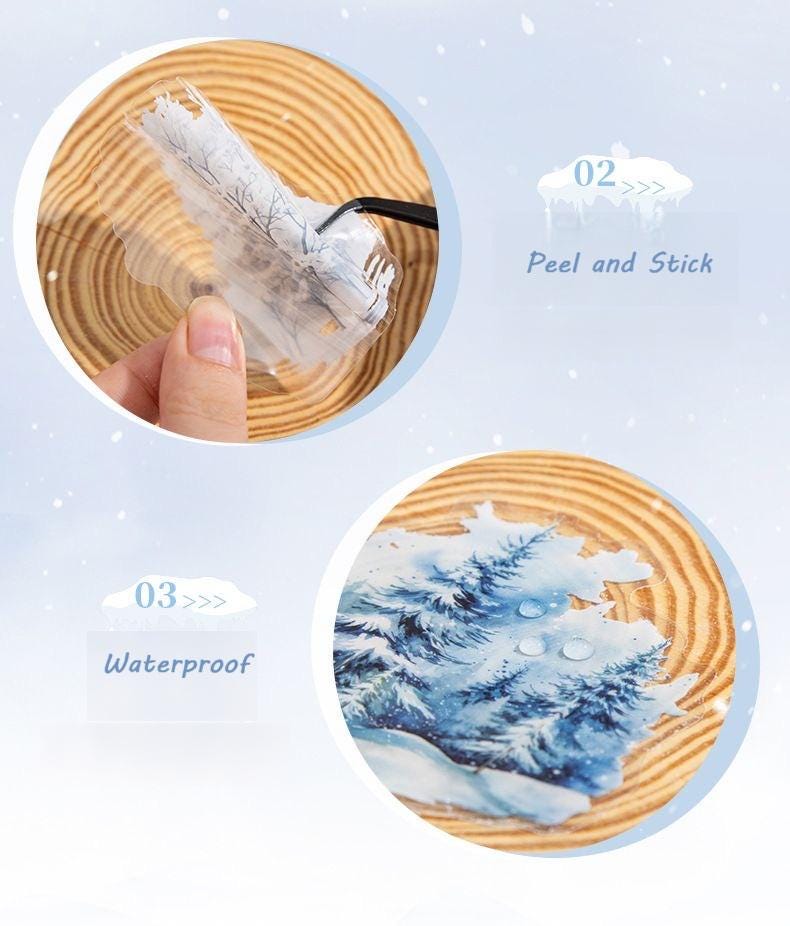 Winter Snow Forest Tree Stickers Set – PET Waterproof Deco Stickers ...