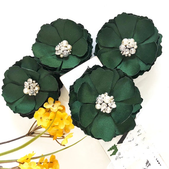 Hunter Green Satin Flower Hair Hair Shoe Clip Brooch a for - Etsy