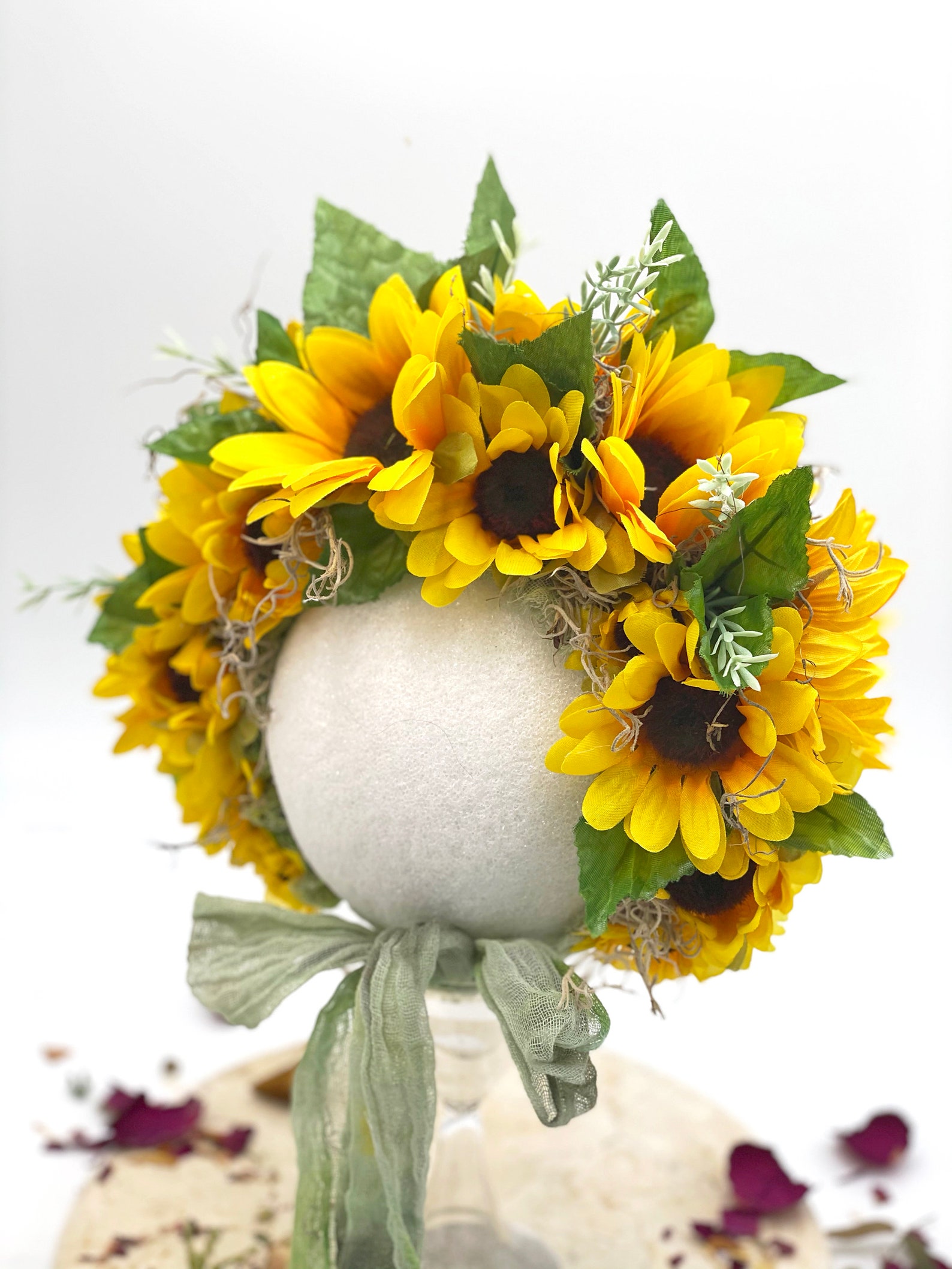 Sunflower Bonnet, Baby Blooming Bonnet, Infant Floral Cotton Cap ...