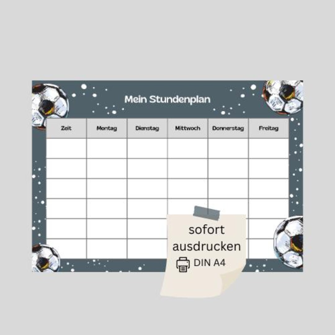 Football Timetable for Printing or Digital Use - PDF File - Etsy