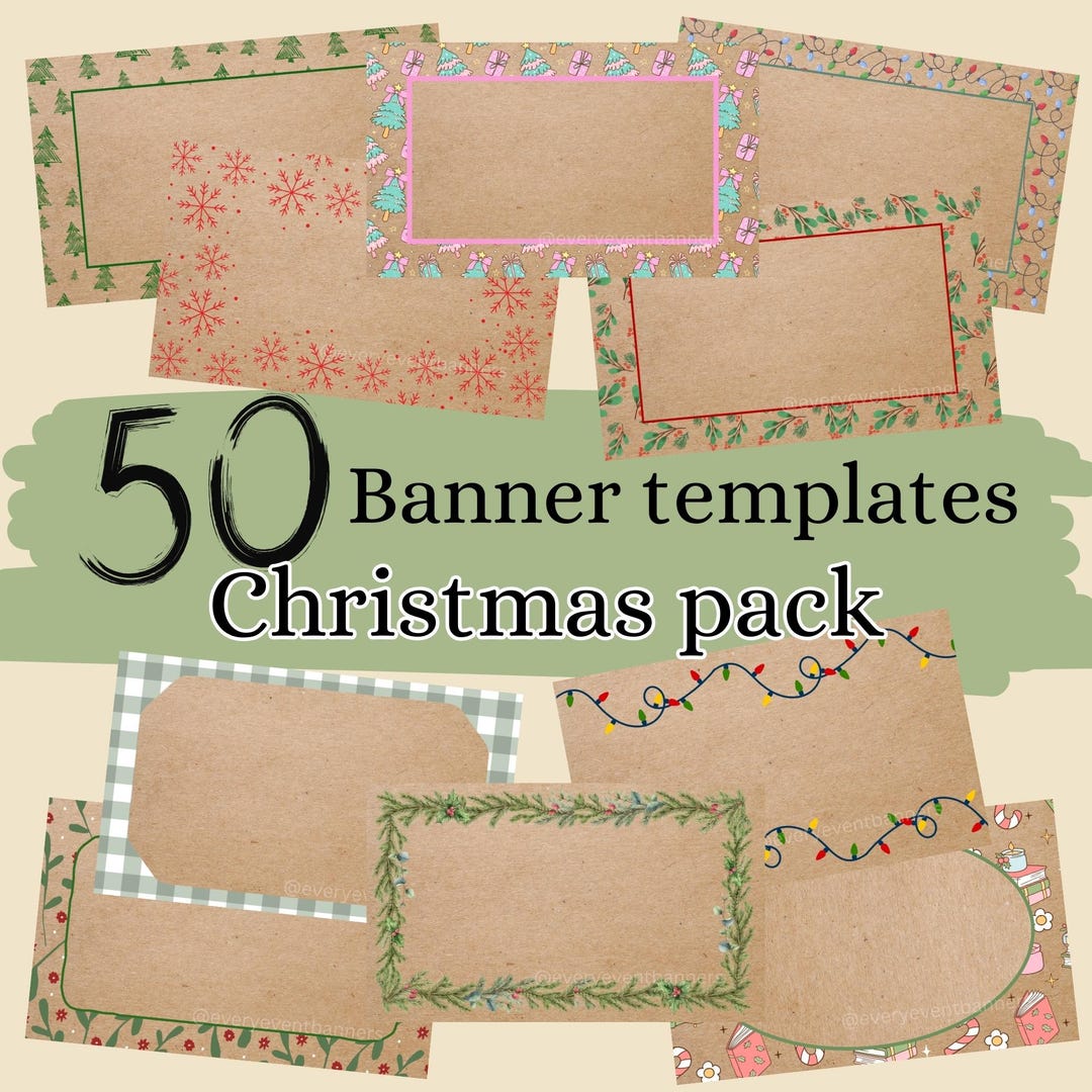 Christmas Borders Pack of 50! Painted Banner Editable Canva Templates ...