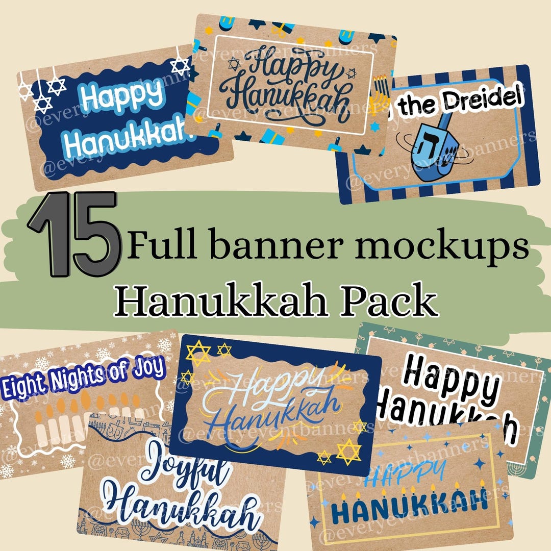 15 Full Hanukkah Banner Mockups, Fully Editable Canva Templates for ...