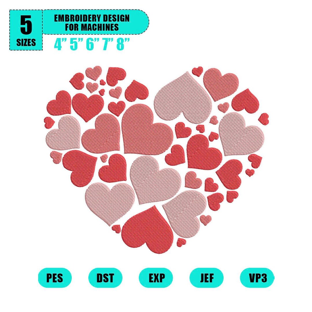 Mini Heart Embroidery Design: Machine Embroidery File (instant Download ...