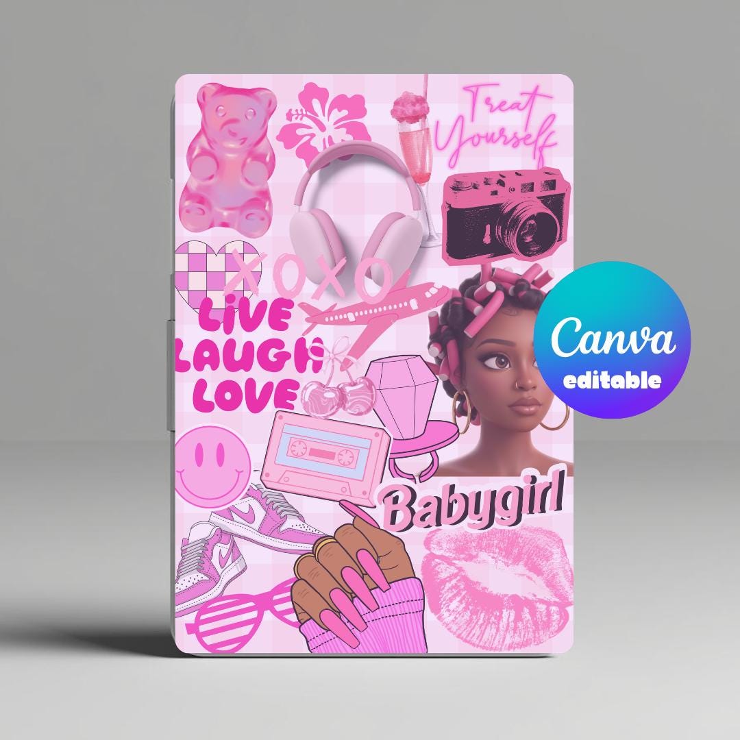 Pink Kindle Case Insert | Bookish African American Woman (digital ...