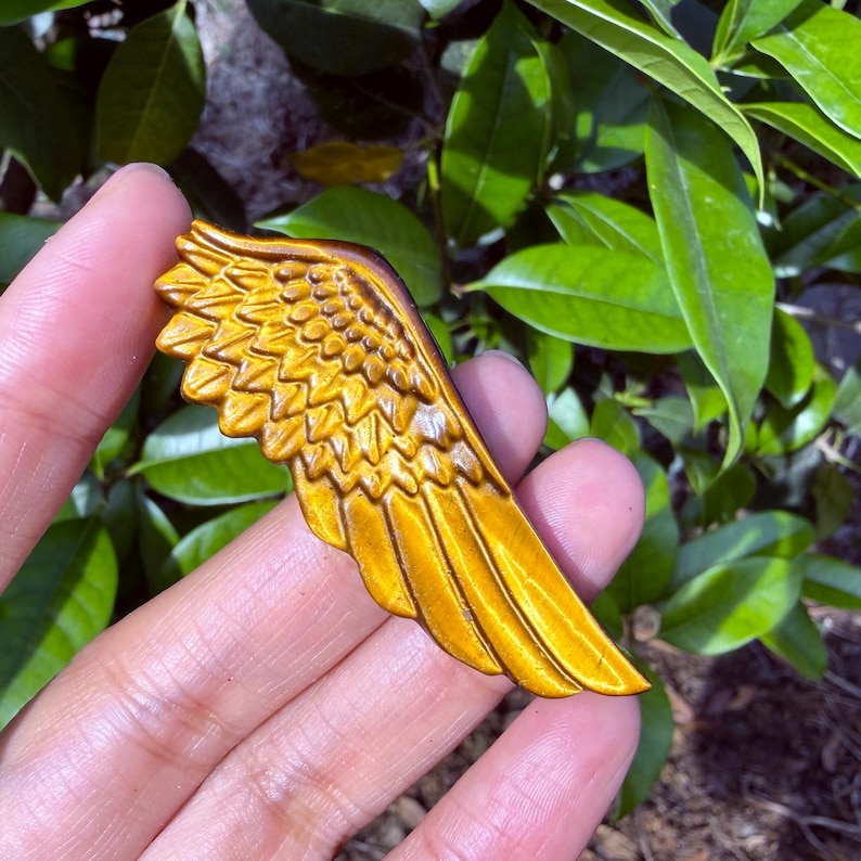 Natural Tiger Eye Angel Wing, Quartz Feather Wing, Spiritual Charm ...
