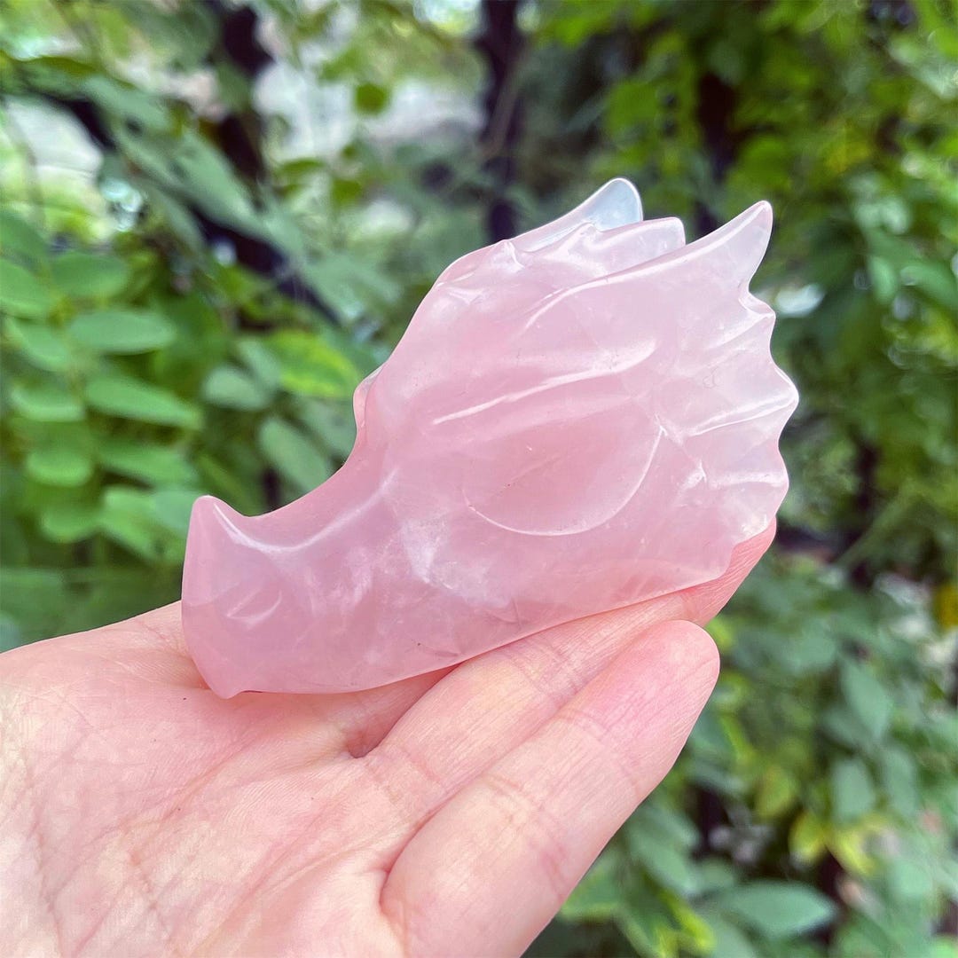 Natural Rose Quartz Dragon,quartz Crystal Animal,reiki Healing,home ...
