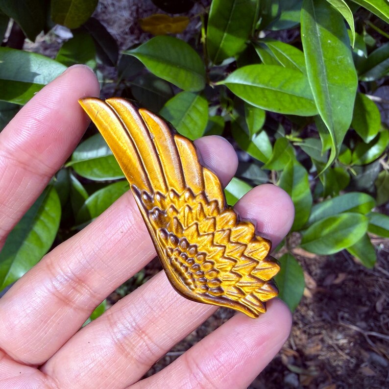 Natural Tiger Eye Angel Wing, Quartz Feather Wing, Spiritual Charm ...