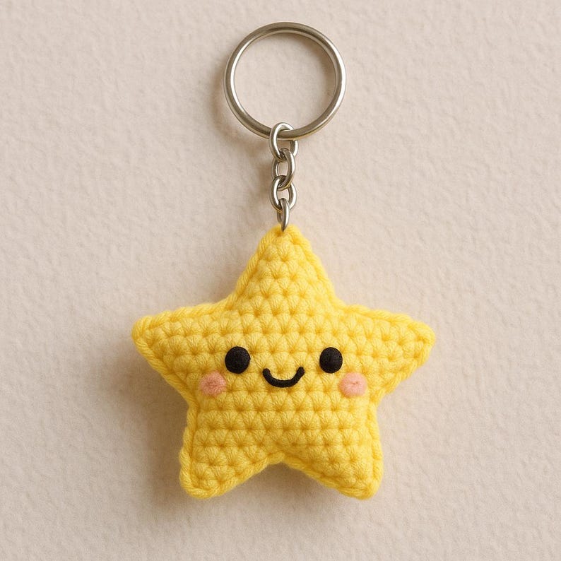 Bundle 6-amigurumi Keychain Crochet Patterns: Heart, Star, Flower ...