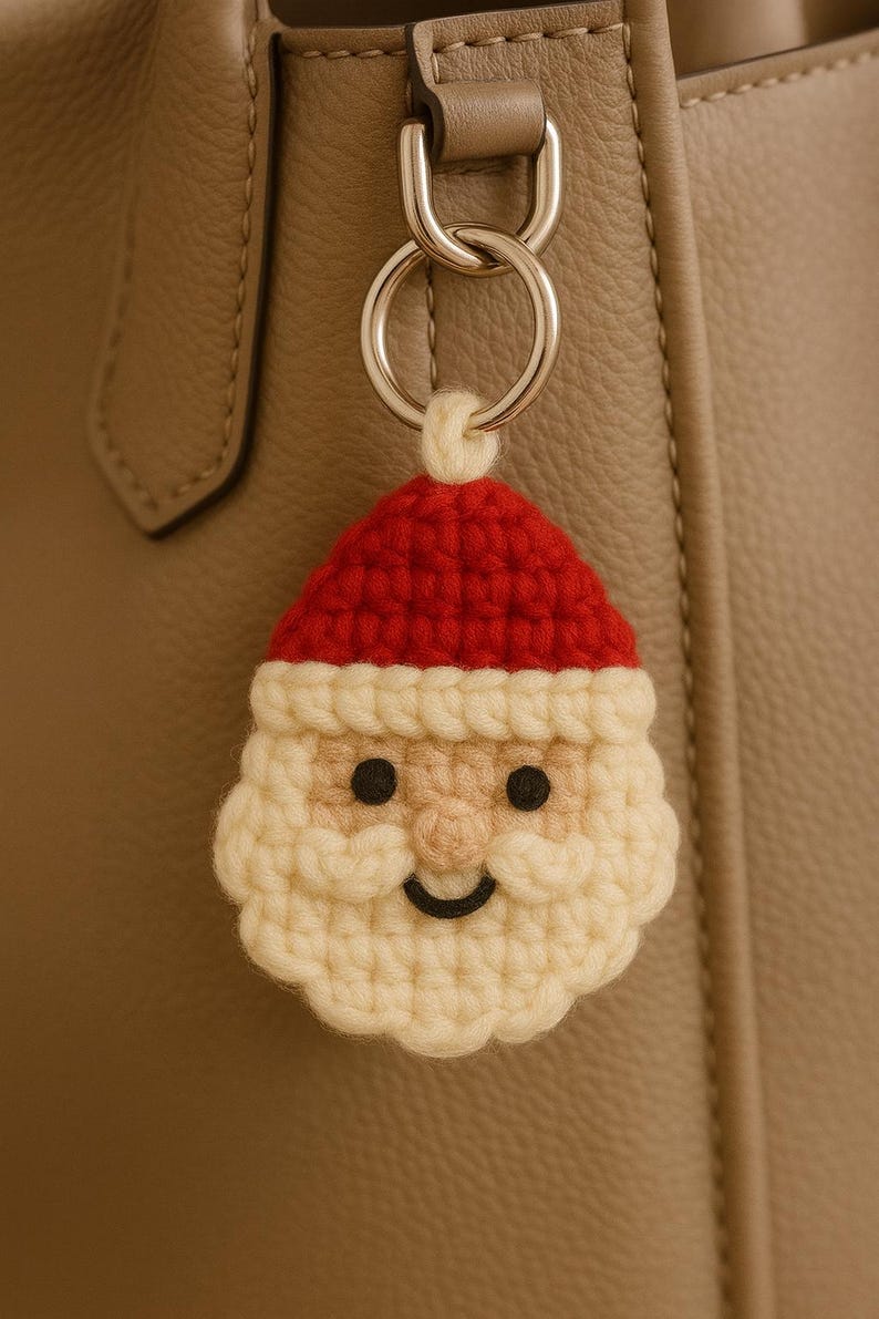 Flat Santa Face Crochet Pattern,bag Charm Pdf,beginner Amigurumi ...