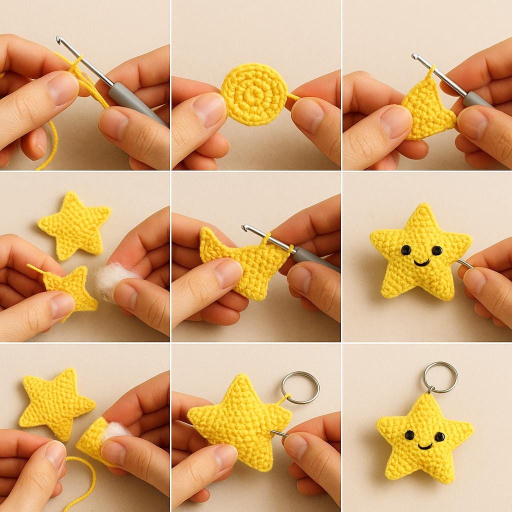 Star Amigurumi Crochet Pattern: Easy Kawaii Keychain DIY (PDF Pattern ...