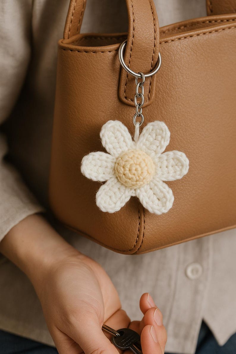 Daisy Amigurumi Keychain Crochet Pattern PDF – Easy Flower Keyring ...