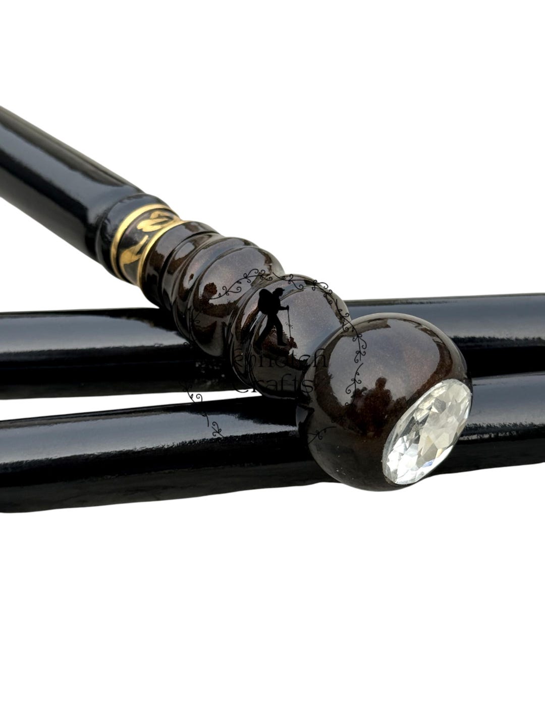 Handmade Wooden Walking Cane With Crystal Gemstone Handle - Etsy