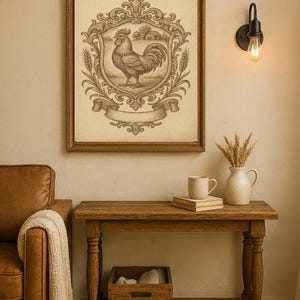 Vintage Rooster Crest Print: Rustic Farmhouse Wall Art (digital ...