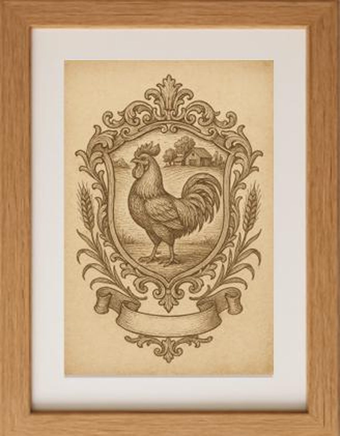 Vintage Rooster Crest Print: Rustic Farmhouse Wall Art (digital ...