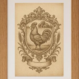 Vintage Rooster Crest Print: Rustic Farmhouse Wall Art (digital ...