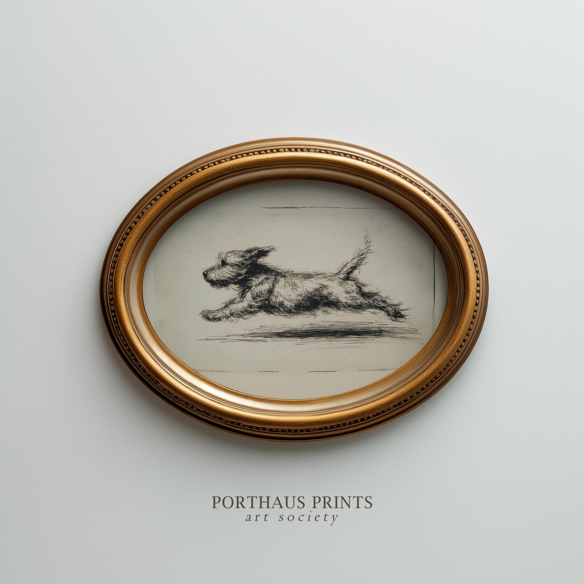 Vintage Running Dog Print, Antique Terrier Sketch, Puppy Zoomies Art ...