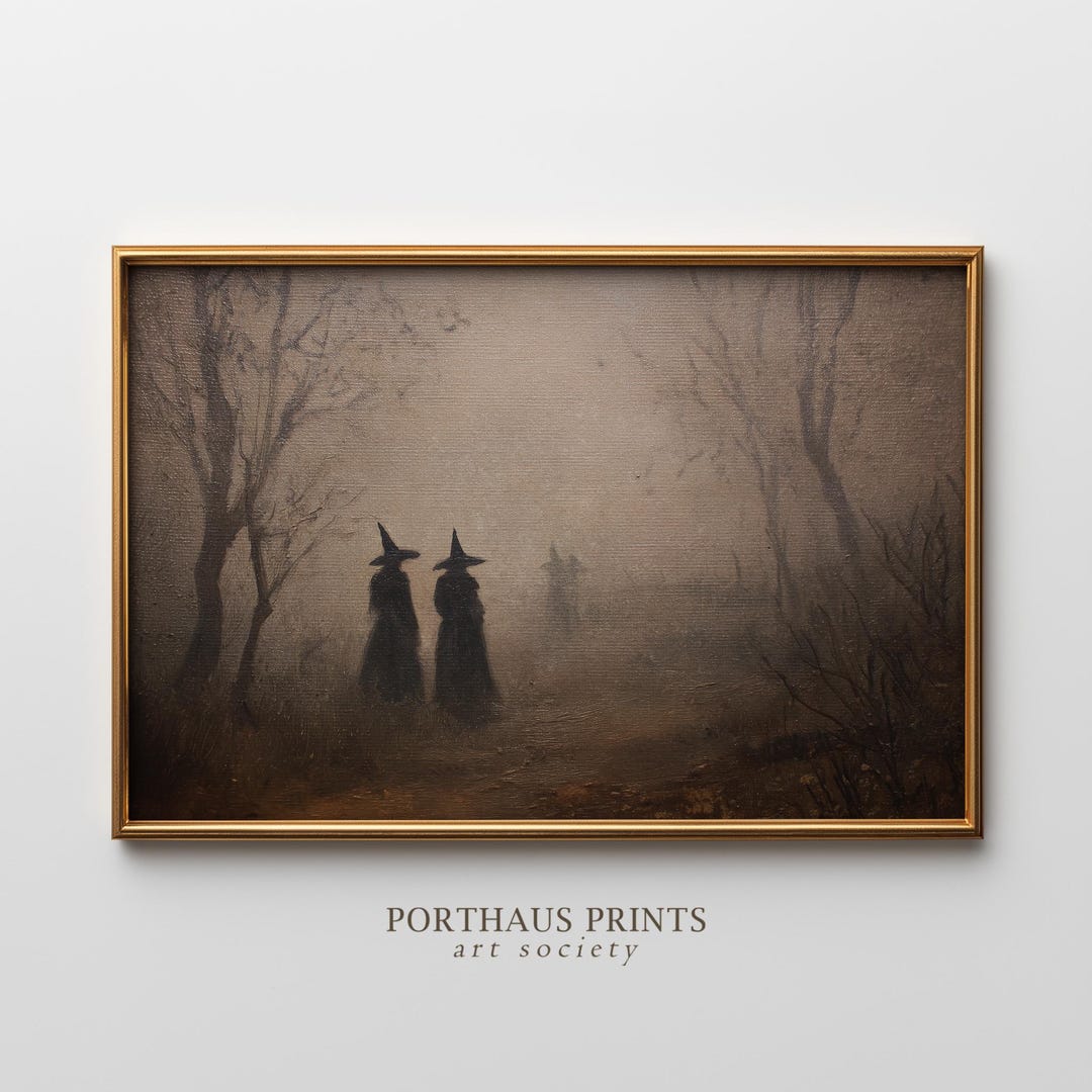 Witches Walking in the Forest Print: Vintage Halloween Art (digital ...