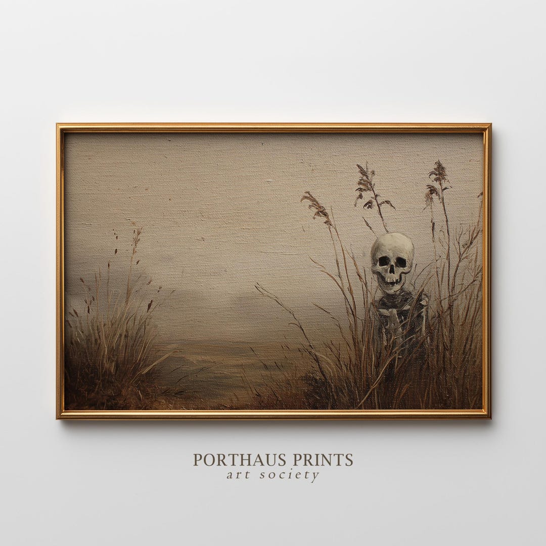 Antique Peeking Skeleton Wall Art Printable: Autumn Halloween Decor ...