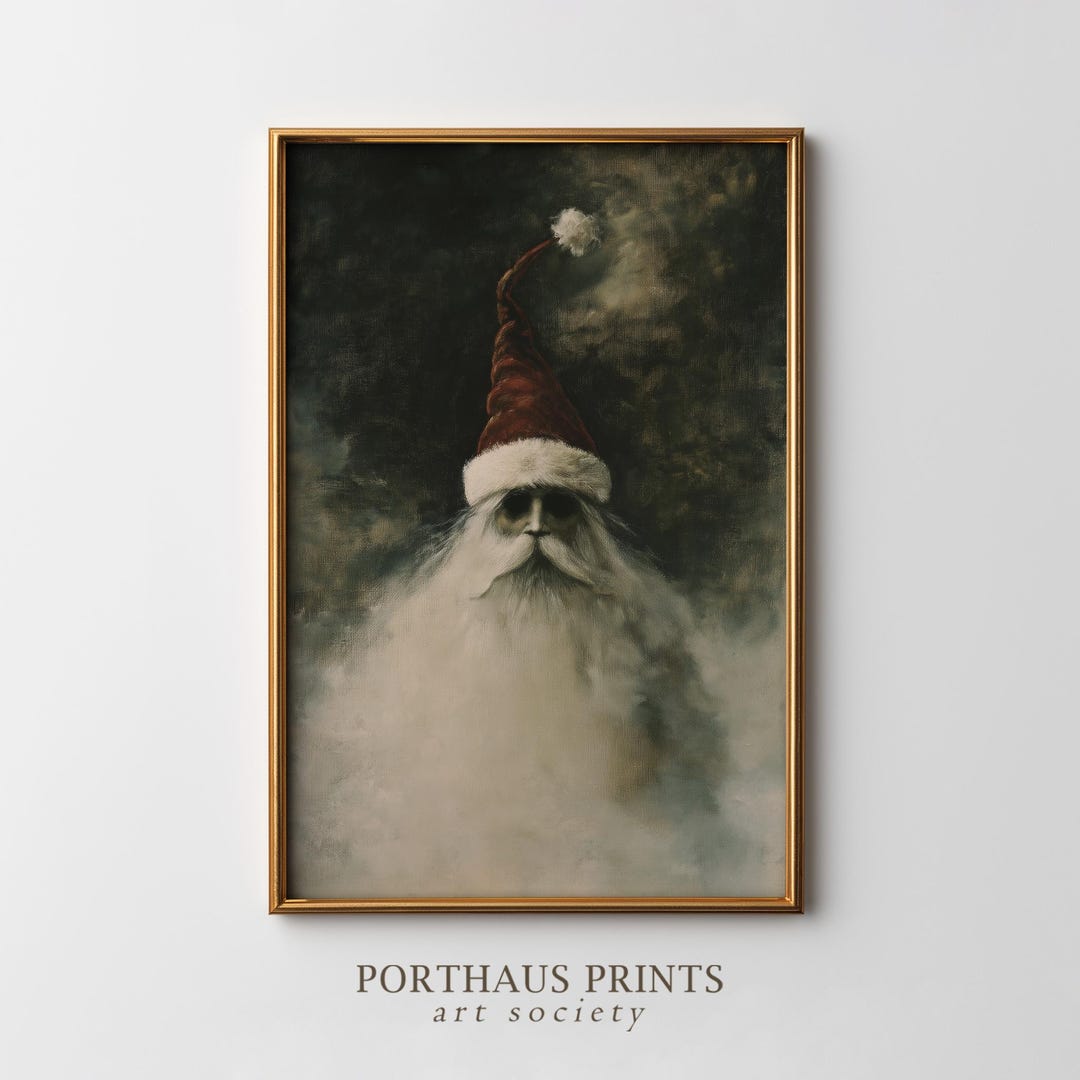 Antique Gothic Santa Wall Art: Haunted Holiday Painting (digital ...