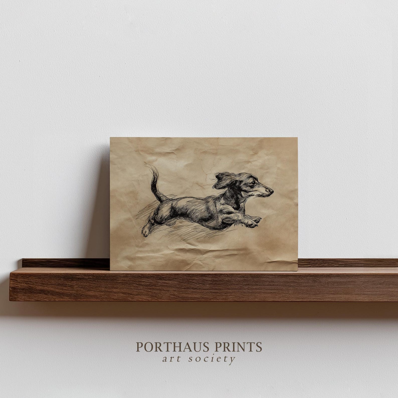 Vintage Running Dog Print, Antique Dachshund Sketch, Puppy Zoomies Art ...